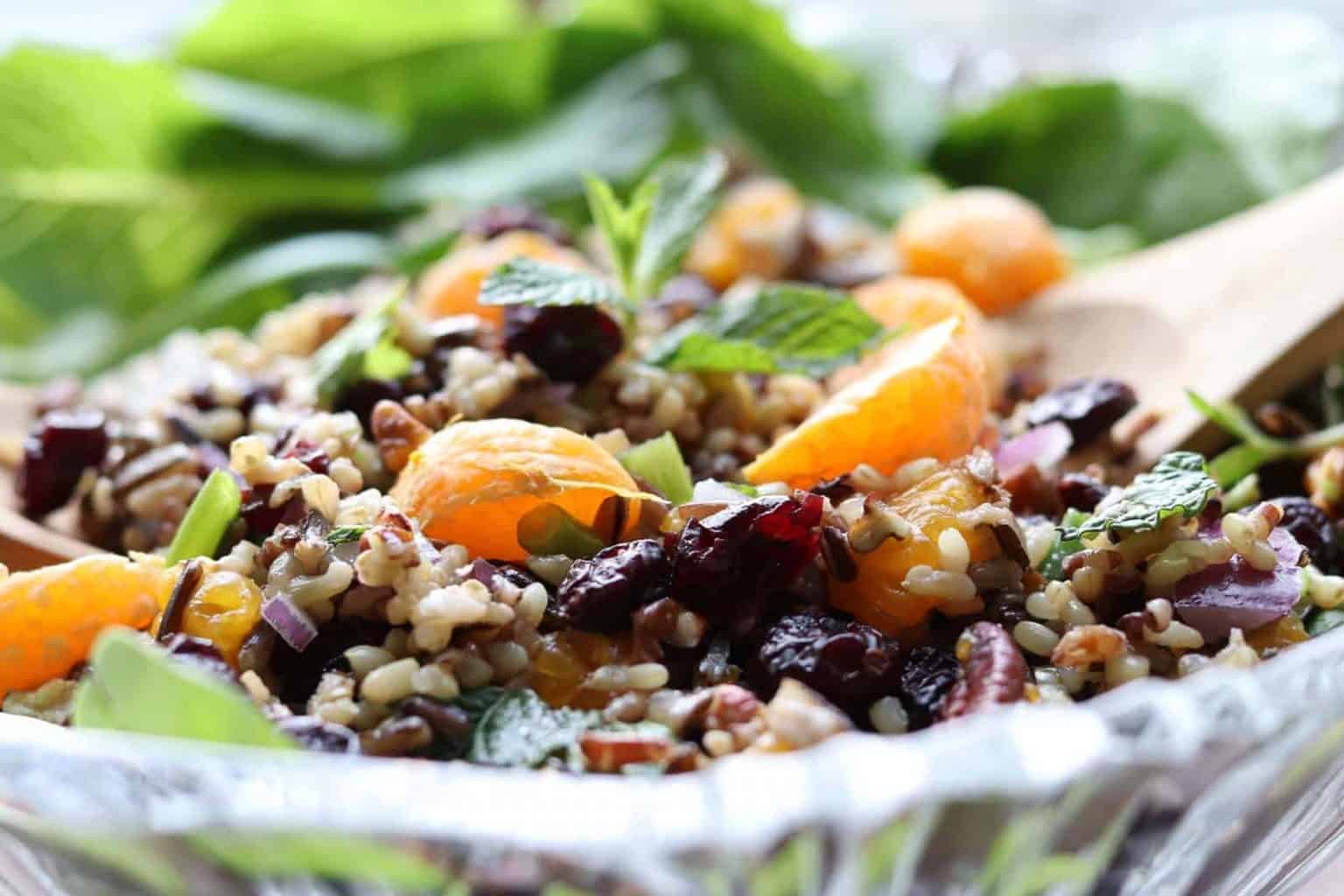 Mandarin Wild Rice Salad with Cranberries, Mint and Pecans - Gourmet ...