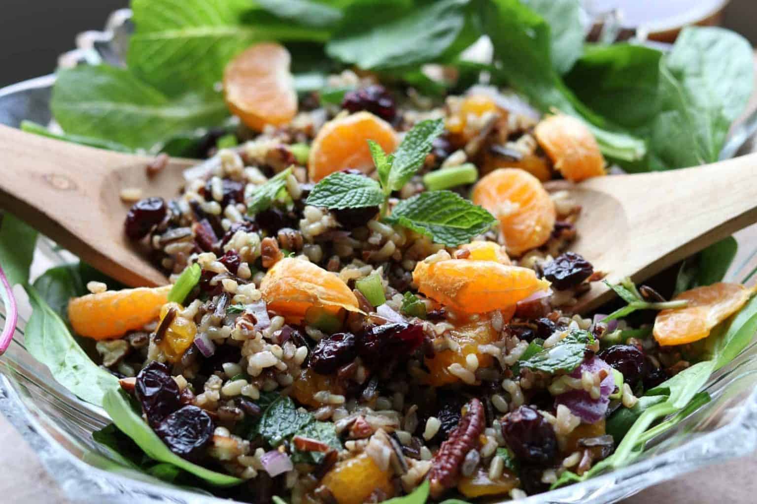 Mandarin Wild Rice Salad with Cranberries, Mint and Pecans - Gourmet ...